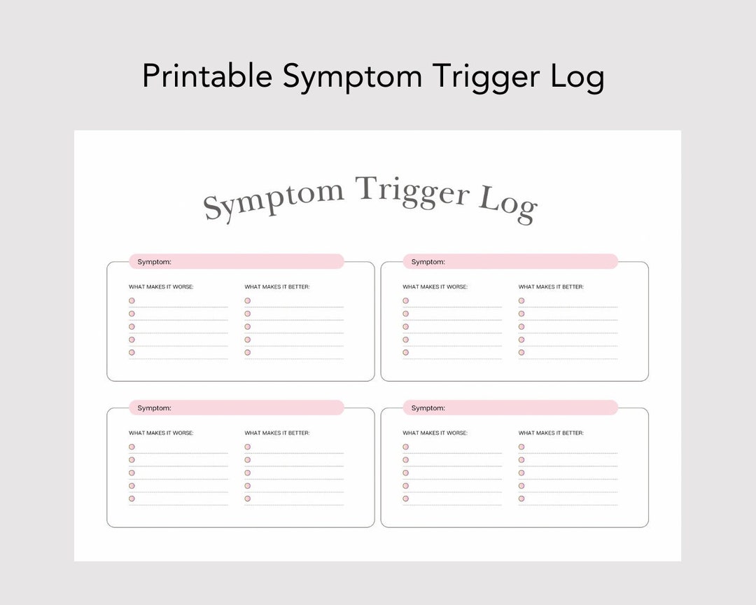 Symptom Tracker Printable Symptom Diary Symptom Trigger Log - Etsy