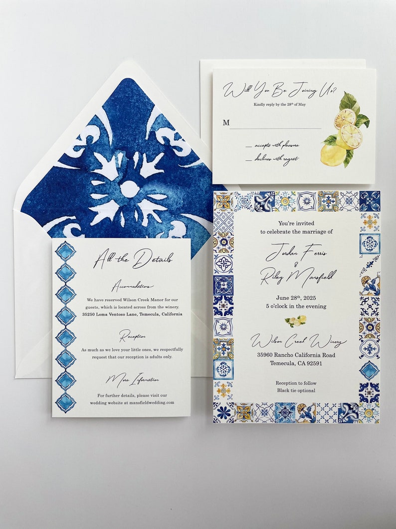 Mediterranean Wedding Invitations - Etsy