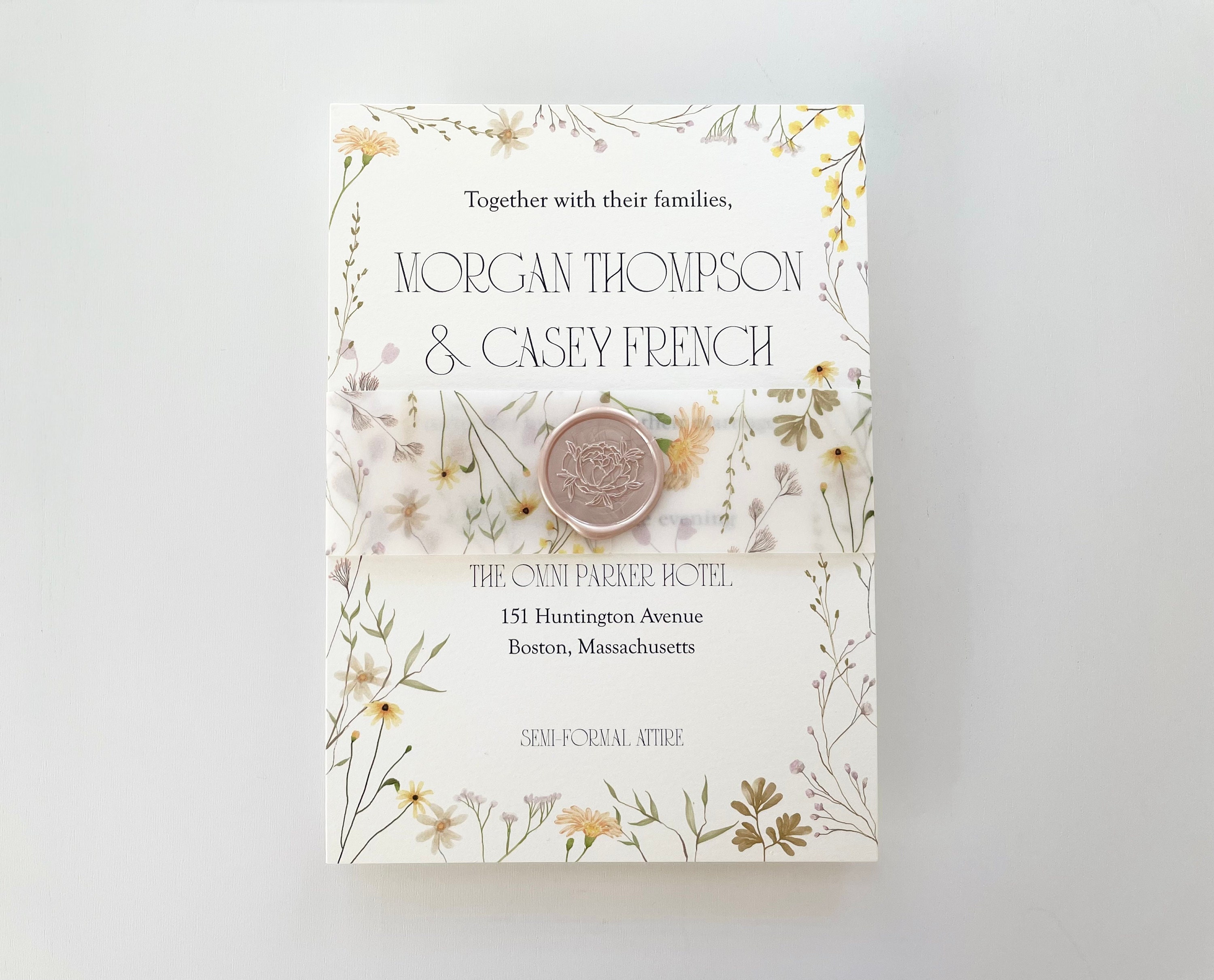Wildflower Translucent Vellum Belly Bands for Wedding Invitations - Etsy