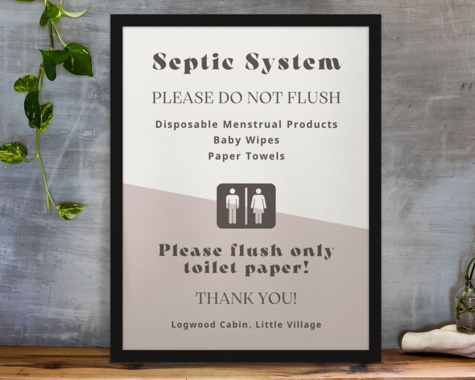 Airbnb Bathoom Sign, Septic Toilet Printable, Flush Only Toilet Paper ...