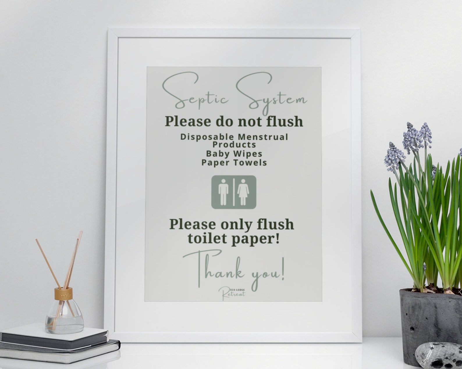 Septic System Airbnb Bathroom Sign Template for Canva Do Not Flush Sign ...