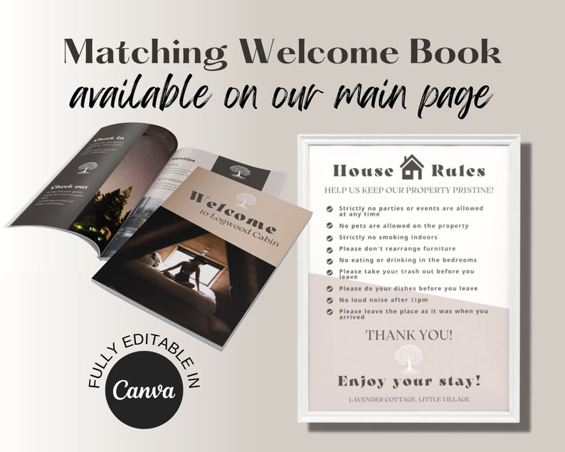 Airbnb House Rules Sign, Editable Custom House Rules Template, Cabin ...