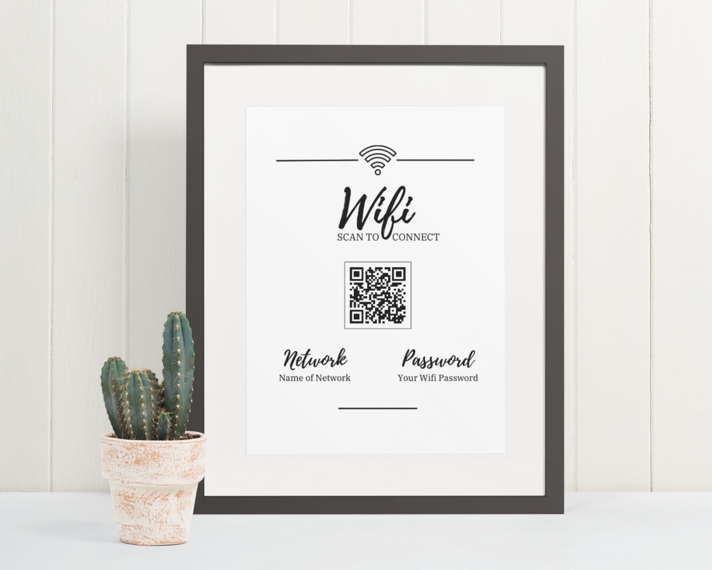 QR Wifi Sign Template, Scan to Connect Airbnb Sign, Wifi Password Sign ...