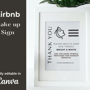 Makeup Towel Sign, Airbnb Bathoom Sign Printable, Dark Towel Sign ...