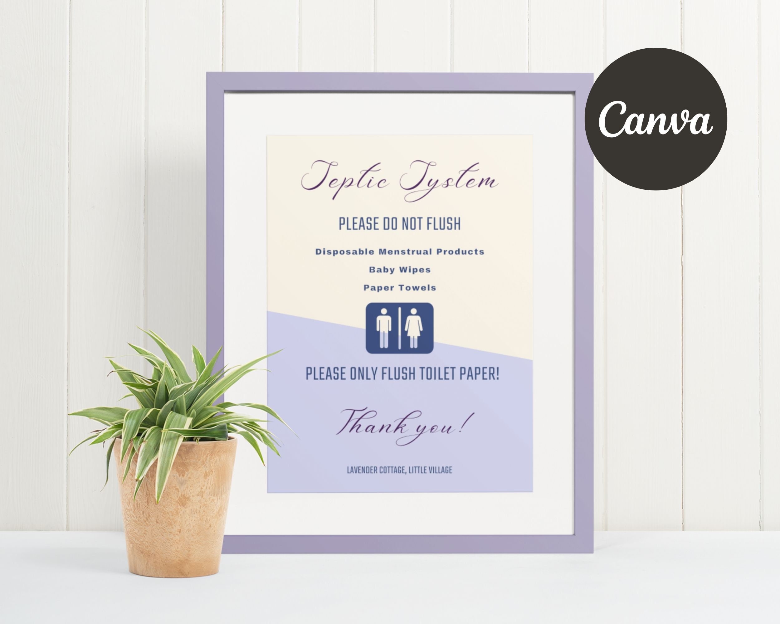 Airbnb Septic System Sign, Bathroom Printable Template (canva Editable ...