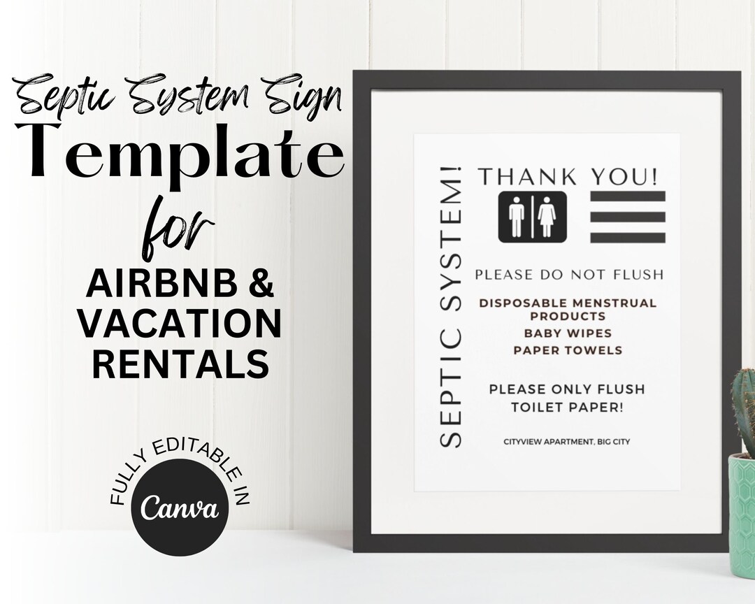 Airbnb Septic System Sign Template, Minimalist Bathroom Printable ...