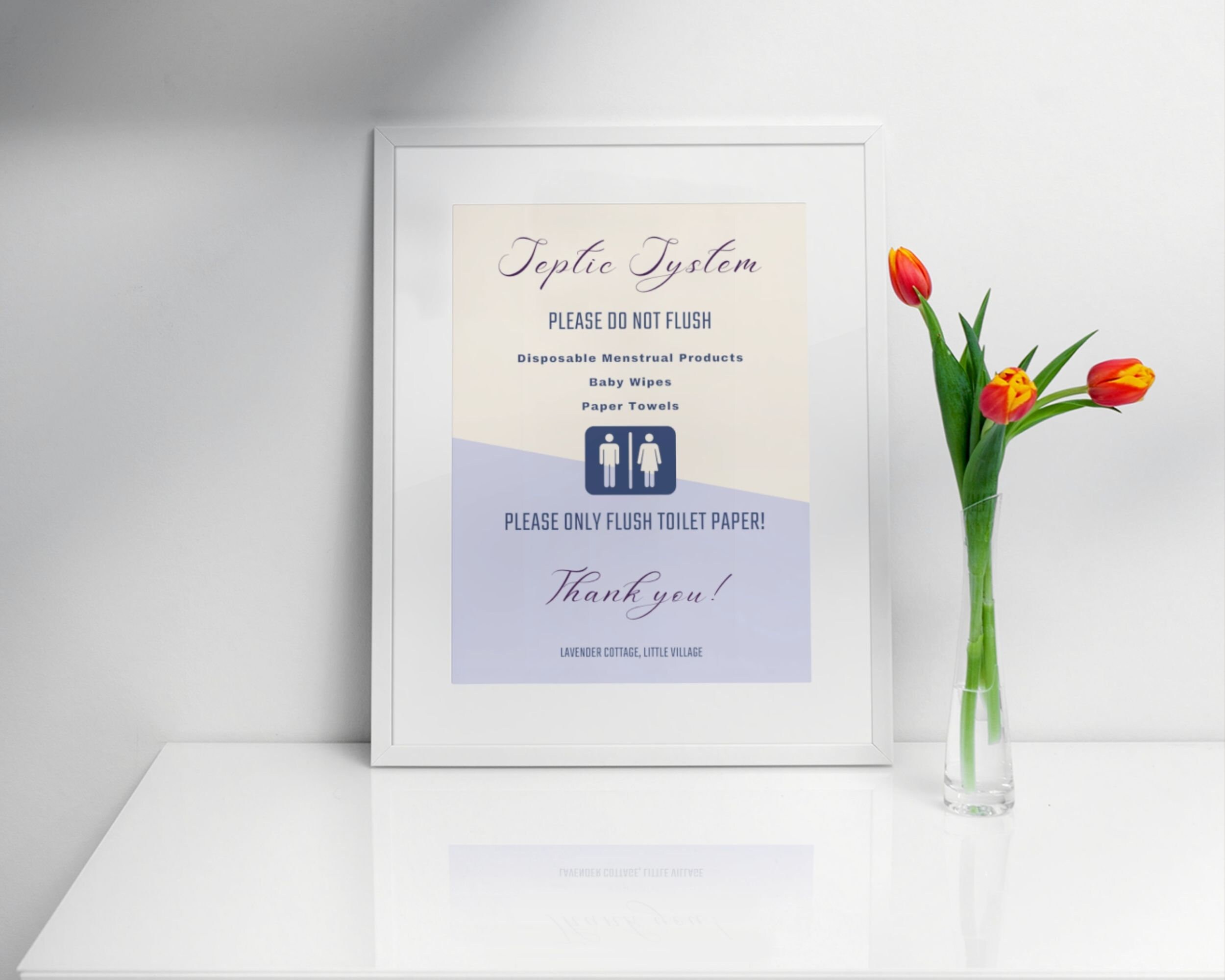 Airbnb Septic System Sign, Bathroom Printable Template (canva Editable ...