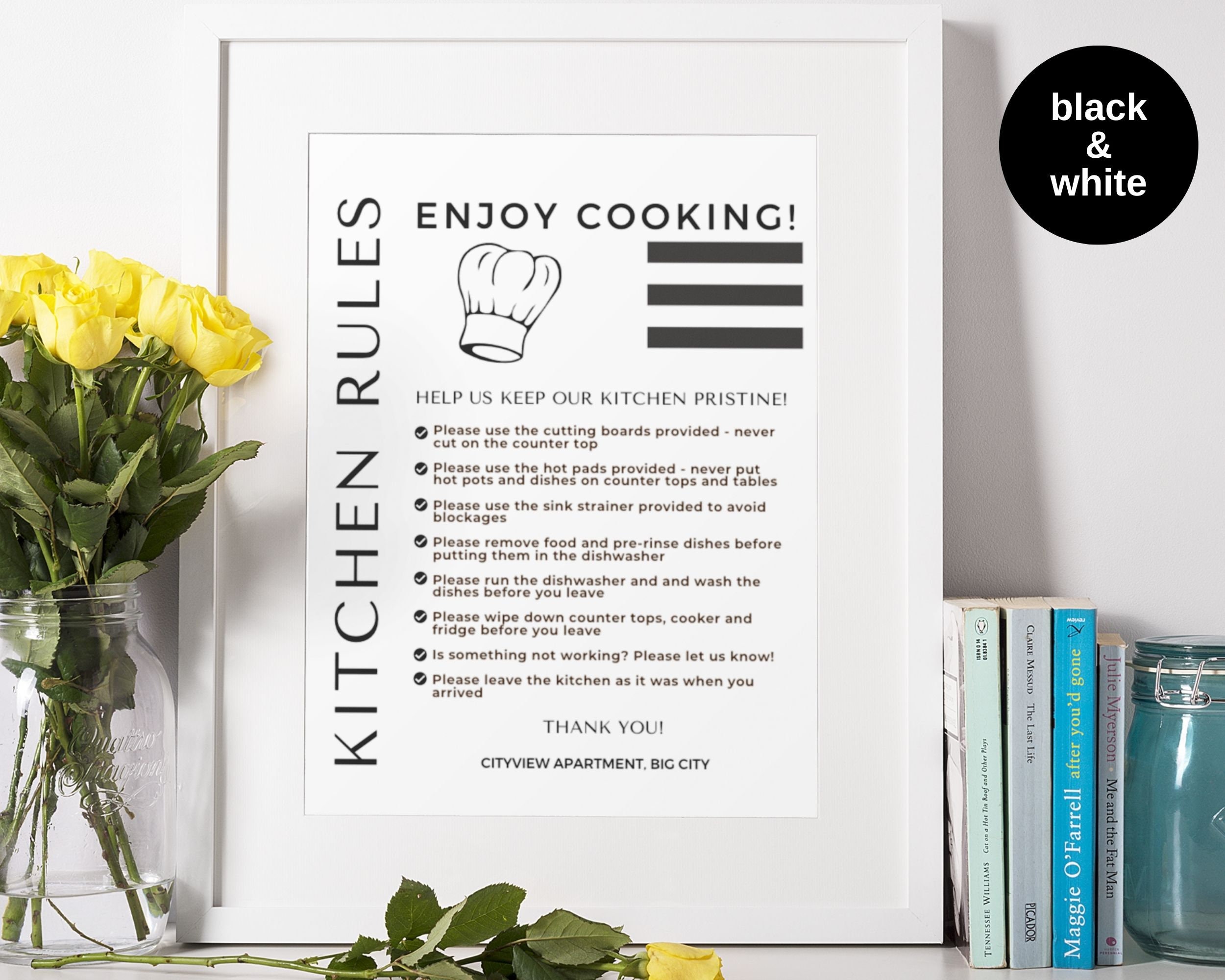 Kitchen Rules Sign, Airbnb Kitchen Rules Poster, Editable Canva ...