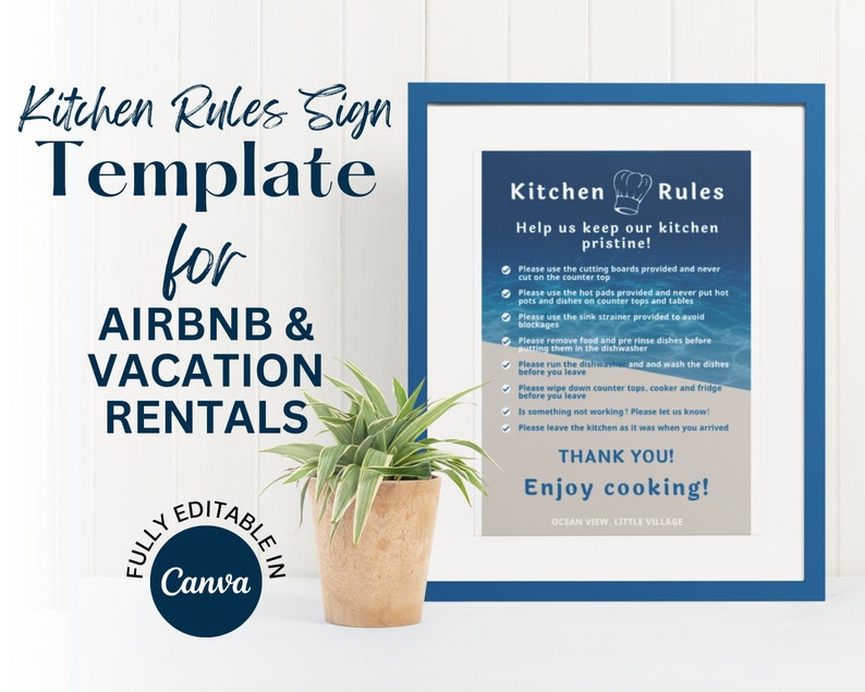 Editable Kitchen Rules Sign Template for Airbnb and VRBO With - Etsy UK