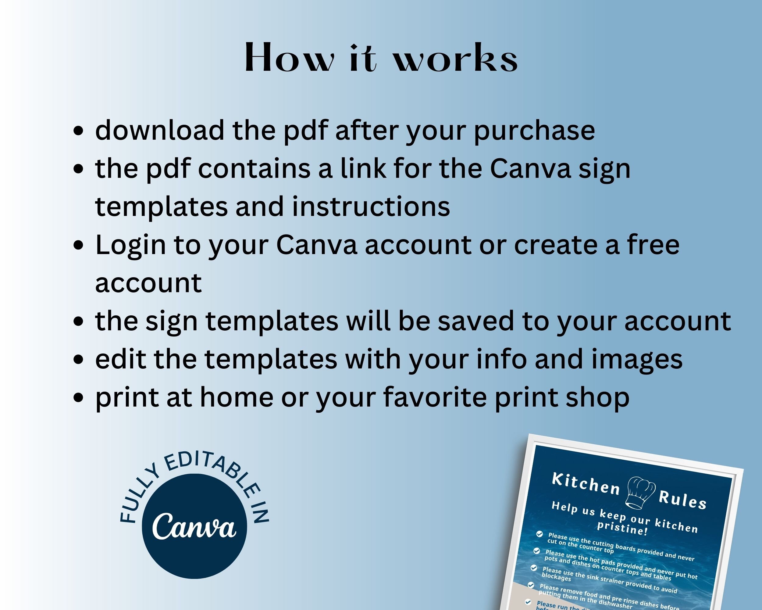 Editable Kitchen Rules Sign Template for Airbnb and VRBO With - Etsy UK