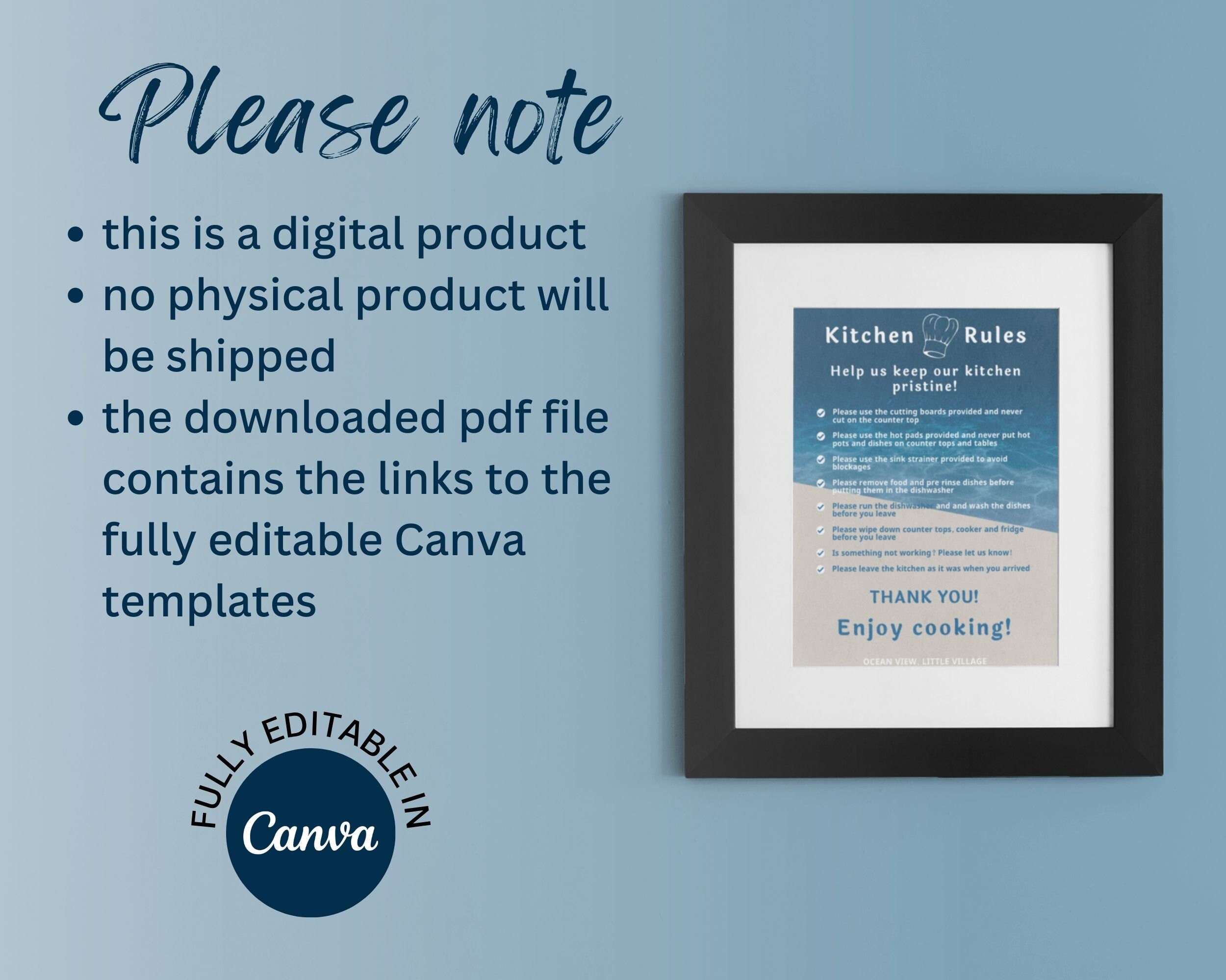 Editable Kitchen Rules Sign Template for Airbnb and VRBO With - Etsy UK