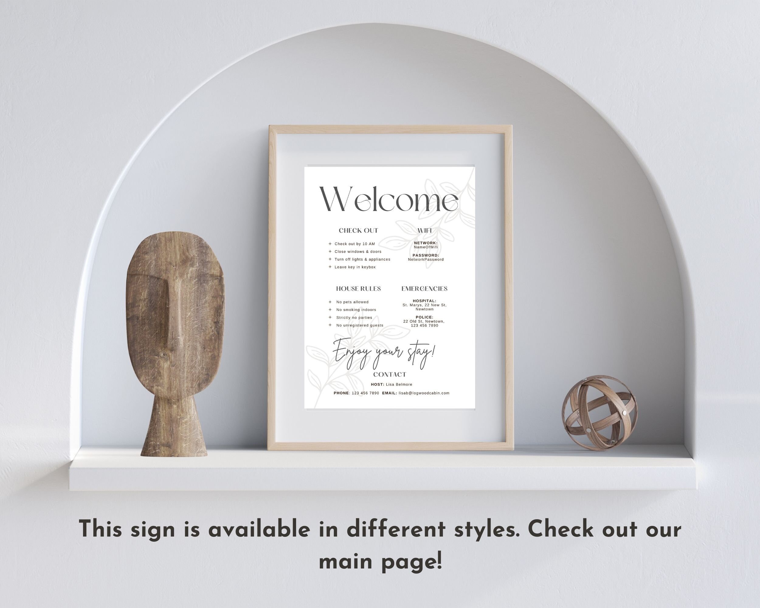 Airbnb Welcome Sign Template, Host Sign, Vacation Rental Sign Printable ...