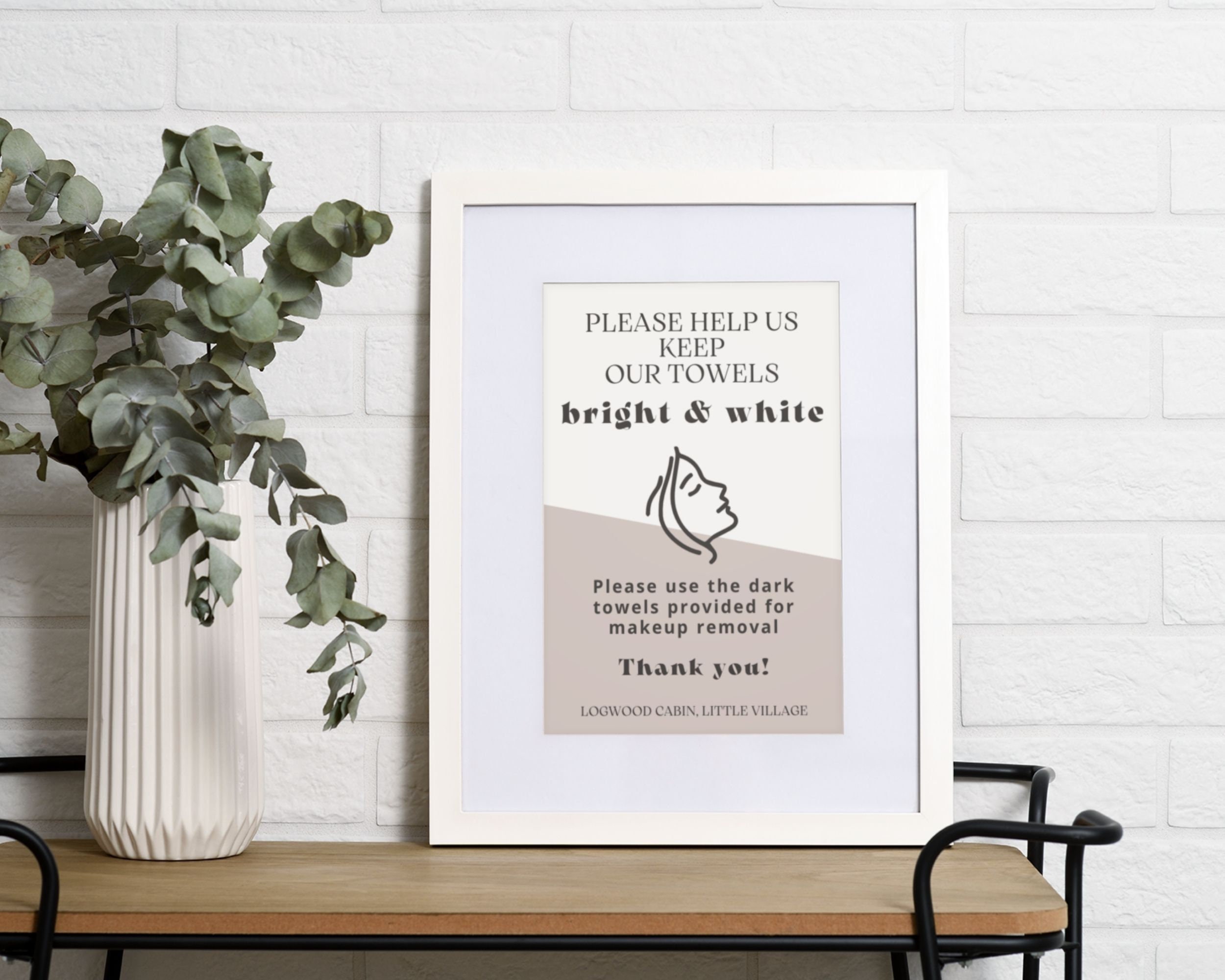 Airbnb Bathoom Sign Printable, Makeup Towel Sign, Dark Towel Sign ...