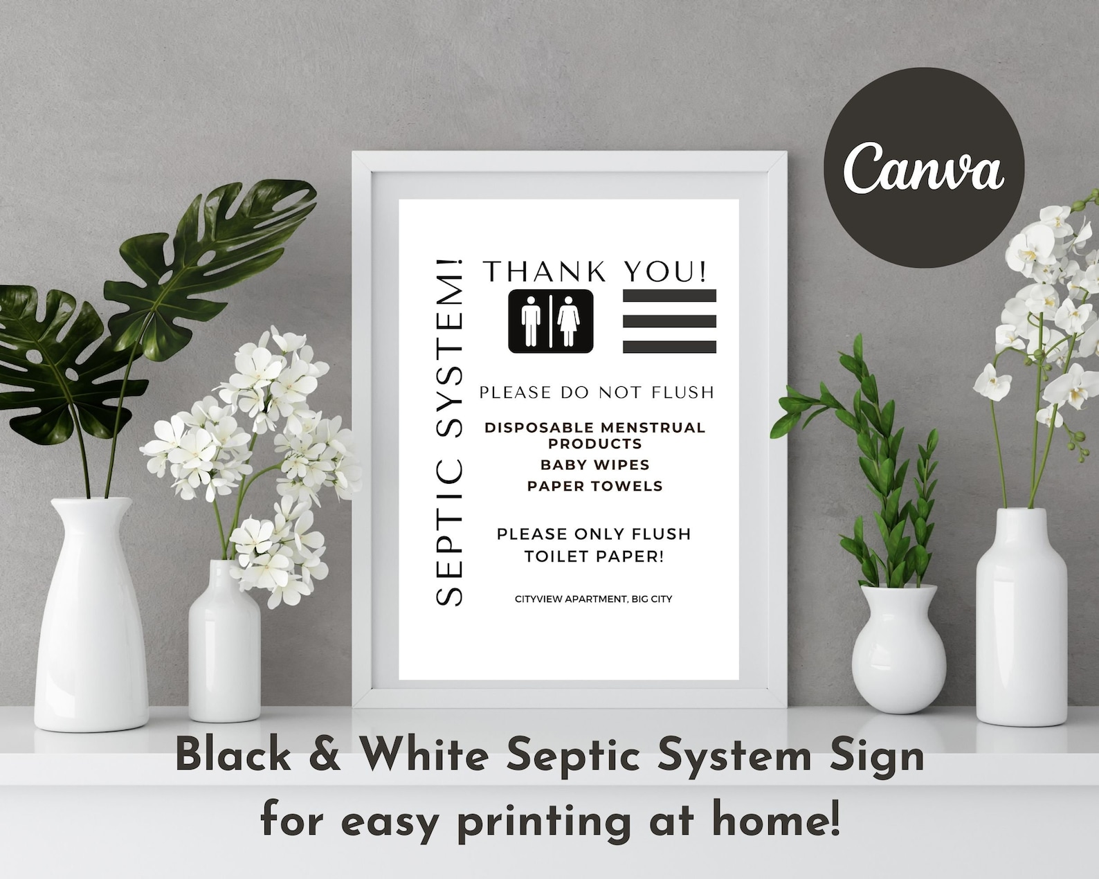 Septic Toilet Sign, Airbnb Bathoom Sign, Septic Tank Sign, Editable ...