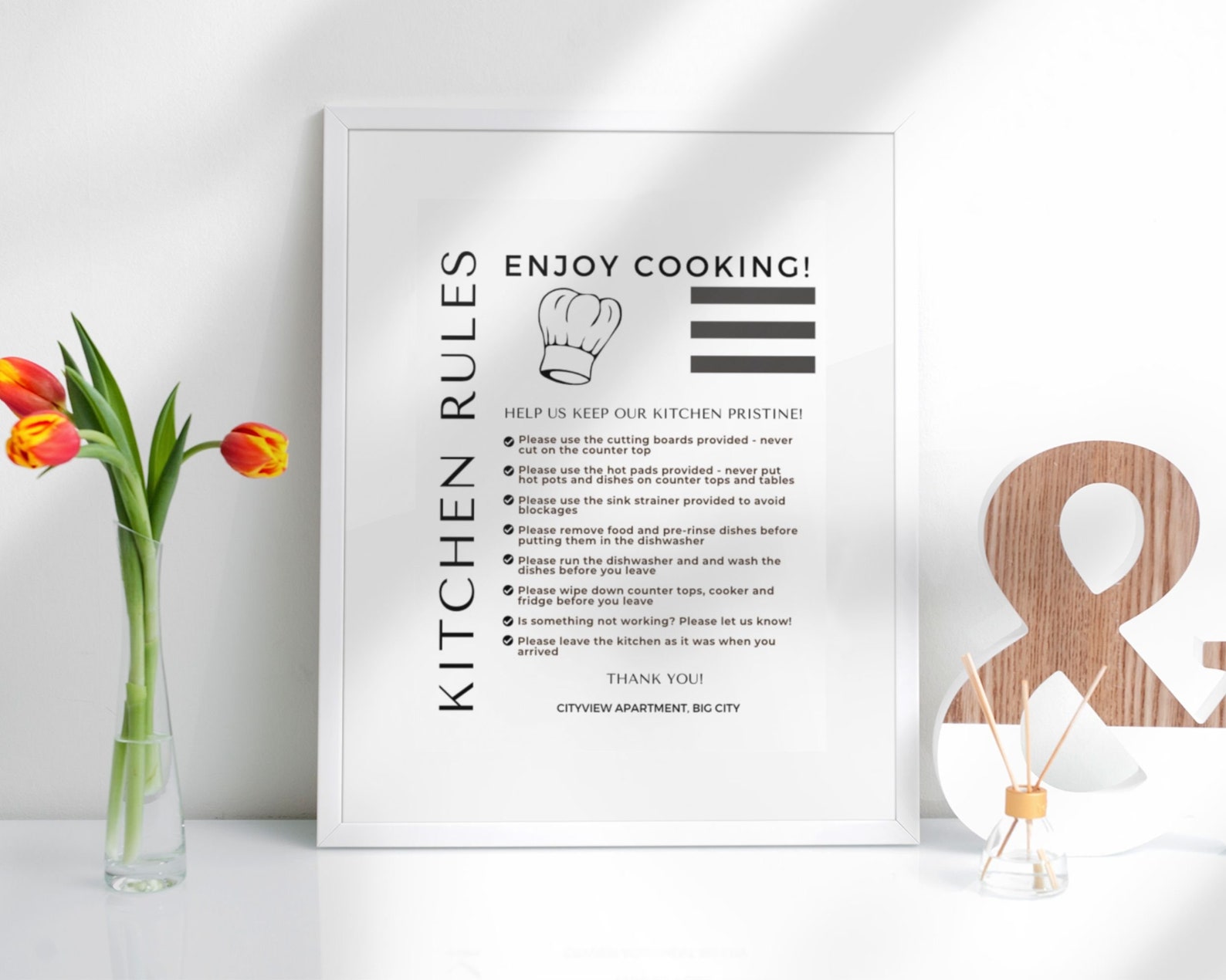 Kitchen Rules Sign, Airbnb Kitchen Rules Poster, Editable Canva ...