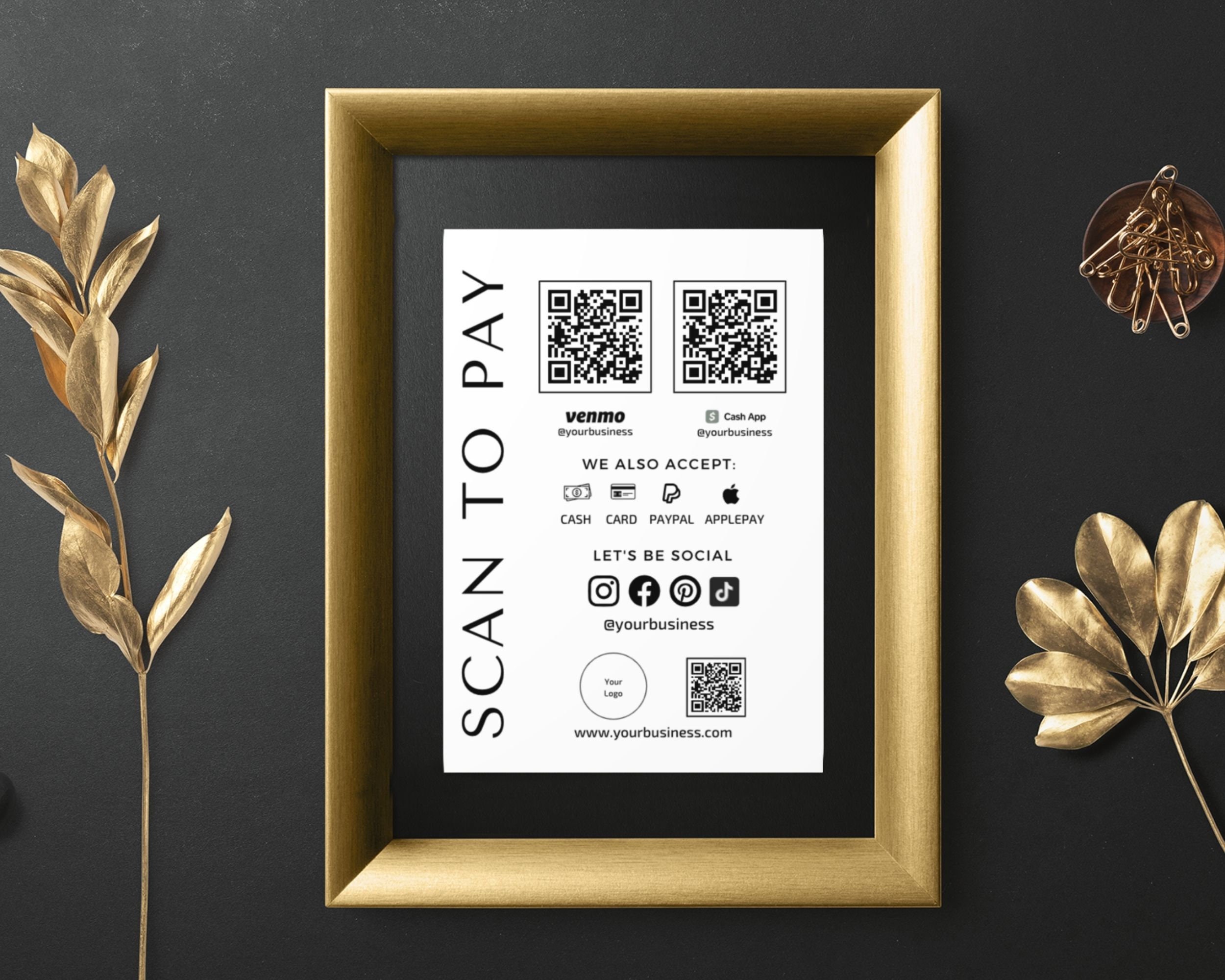 QR Code Sign Editable in Canva Scan to Pay Template Minimalist Pay ...
