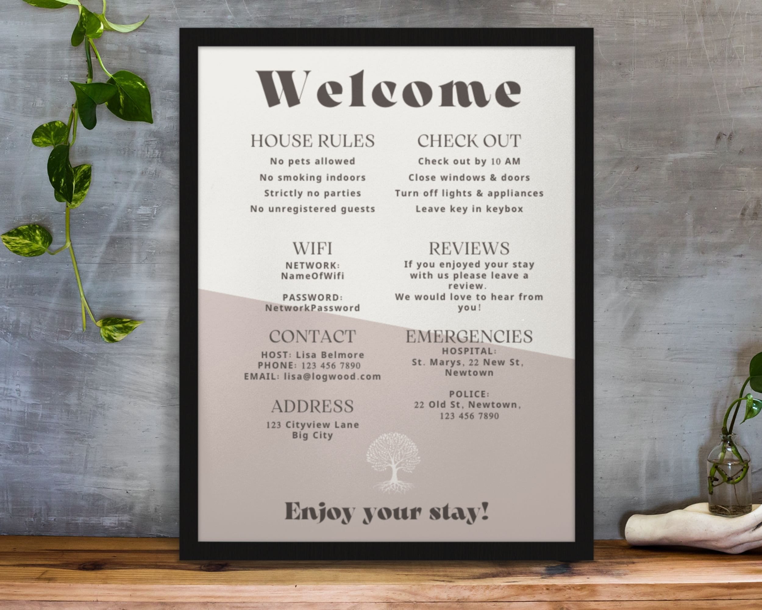 Airbnb Welcome Sign Template Cabin Style, Printable Host Sign, Vacation ...