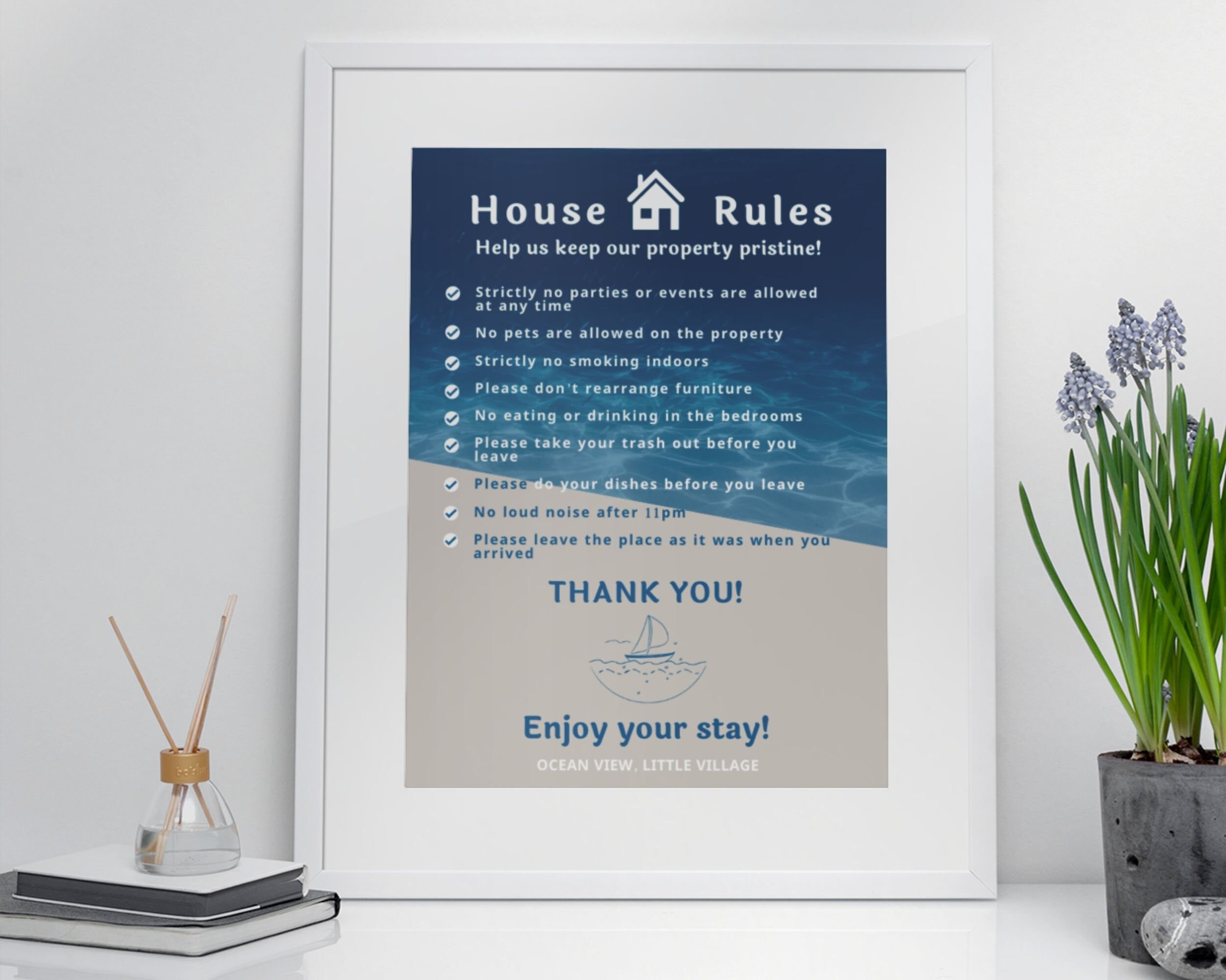 Airbnb House Rules Sign Beachhouse, Editable Custom House Rules ...