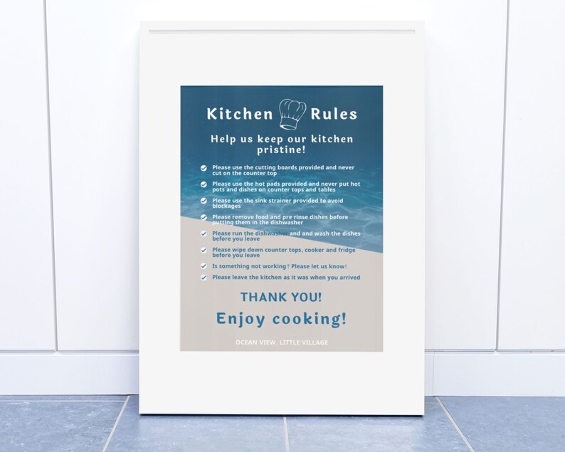 Editable Kitchen Rules Sign Template for Airbnb and VRBO With - Etsy UK