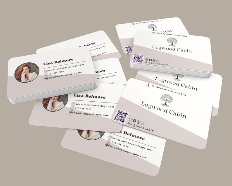 QR Code Business Card Template for Canva, Business Card for Vacation ...