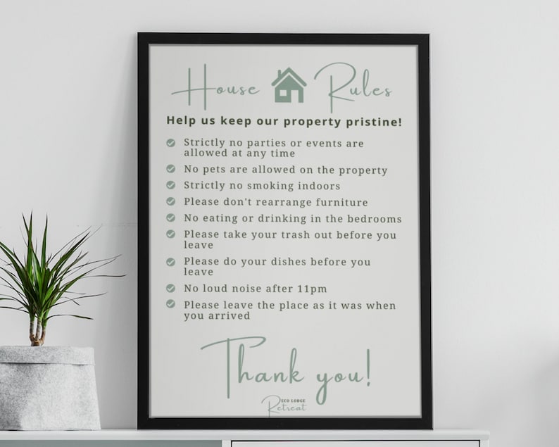 Airbnb House Rules Sign Editable Custom House Rules Canva Template ...
