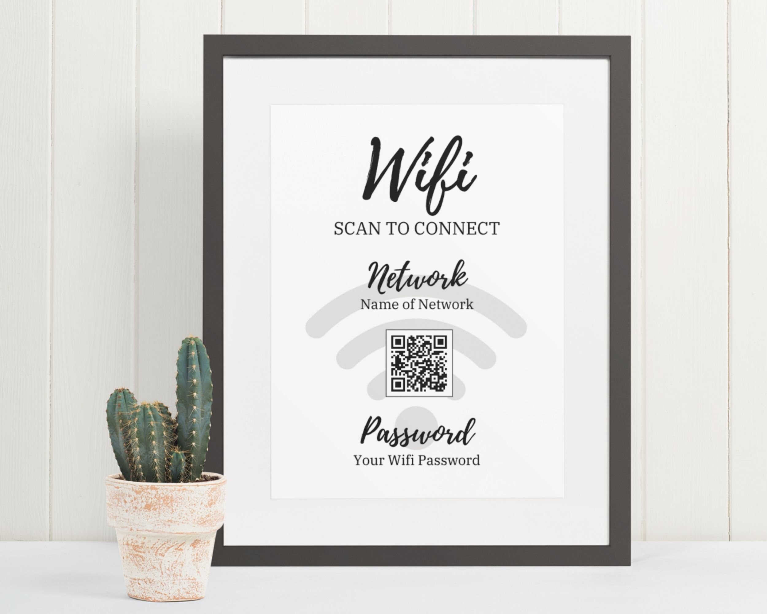 QR Wifi Sign Template, Scan to Connect Airbnb Sign, Wifi Password Sign ...