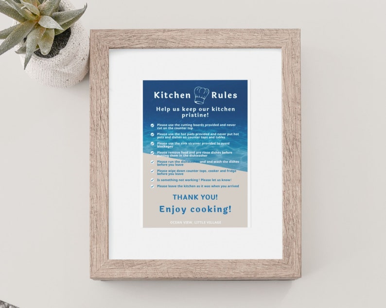 Editable Kitchen Rules Sign Template for Airbnb and VRBO With - Etsy UK