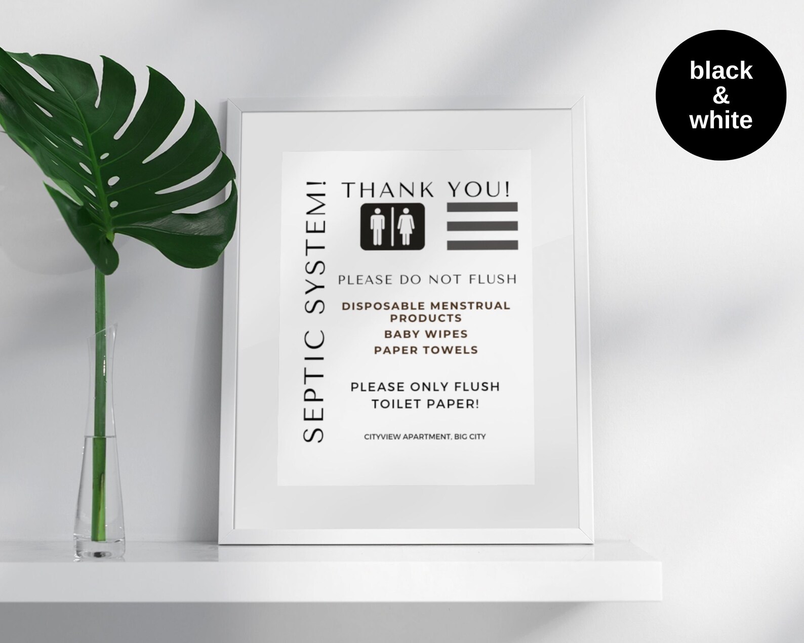 Septic Toilet Sign, Airbnb Bathoom Sign, Septic Tank Sign, Editable ...