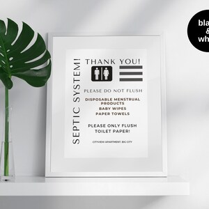 Airbnb Septic System Sign Template, Minimalist Bathroom Printable ...