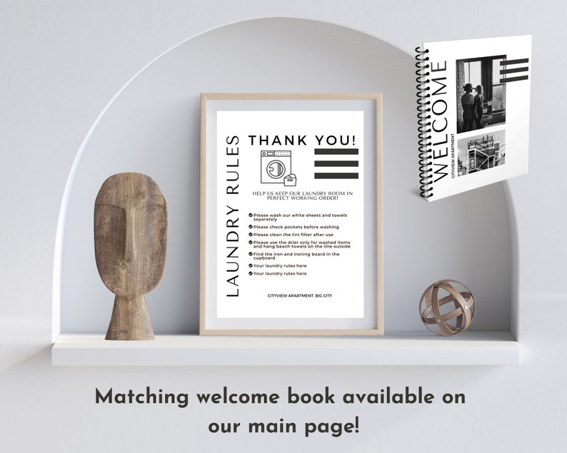 Airbnb Laundry Rules Sign Template, Minimalist Vacation Rental (digital ...