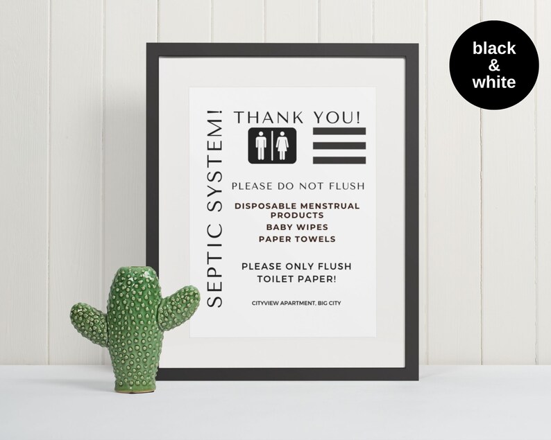 Airbnb Septic System Sign Template, Minimalist Bathroom Printable ...