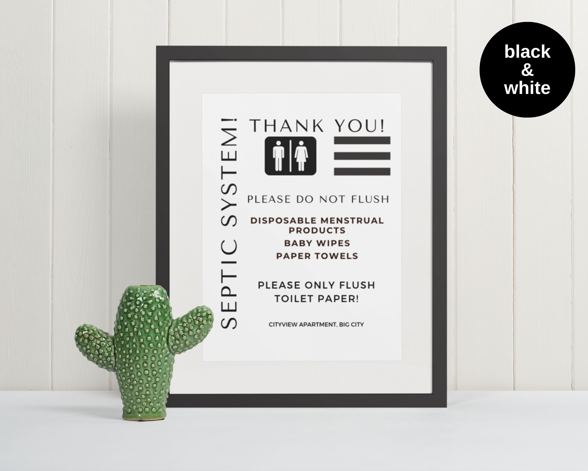 Septic Toilet Sign, Airbnb Bathoom Sign, Septic Tank Sign, Editable ...