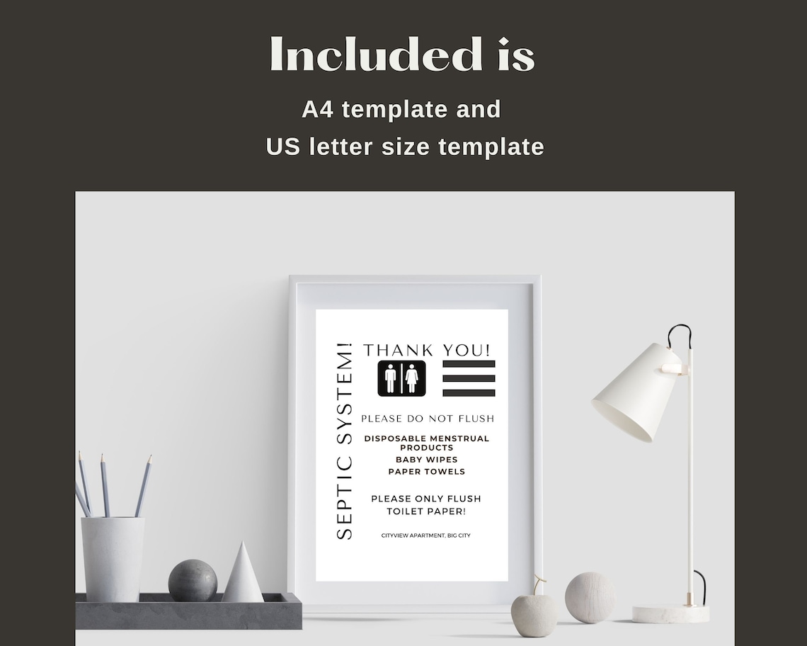 Airbnb Septic System Sign Template, Minimalist Bathroom Printable ...