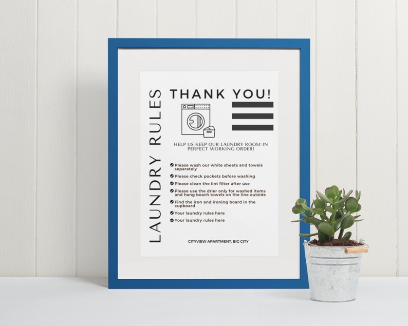 Airbnb Laundry Rules Sign Template, Minimalist Vacation Rental (digital ...