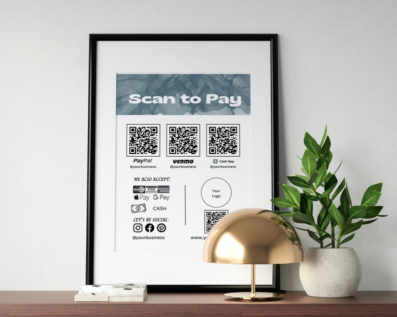 Scan to Pay Template QR Code Sign Editable in Canva Pay Template Card ...