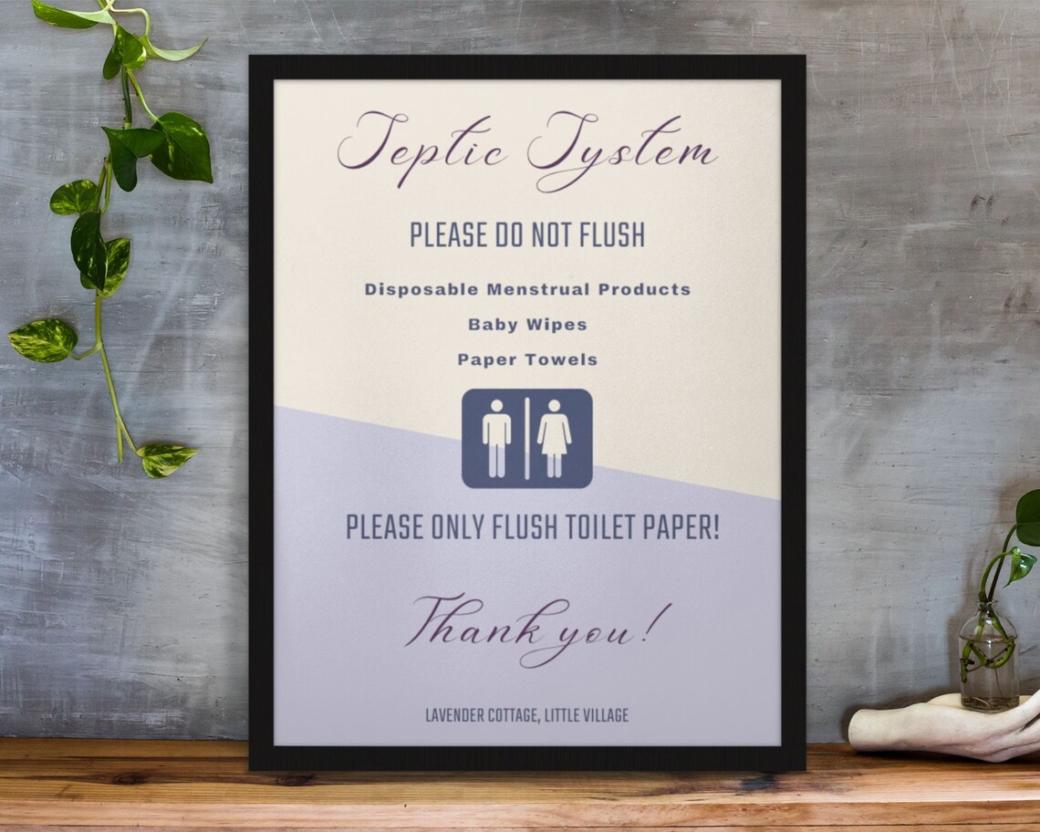 Septic Toilet Sign, Airbnb Bathoom Sign, Septic Tank Sign, Editable ...