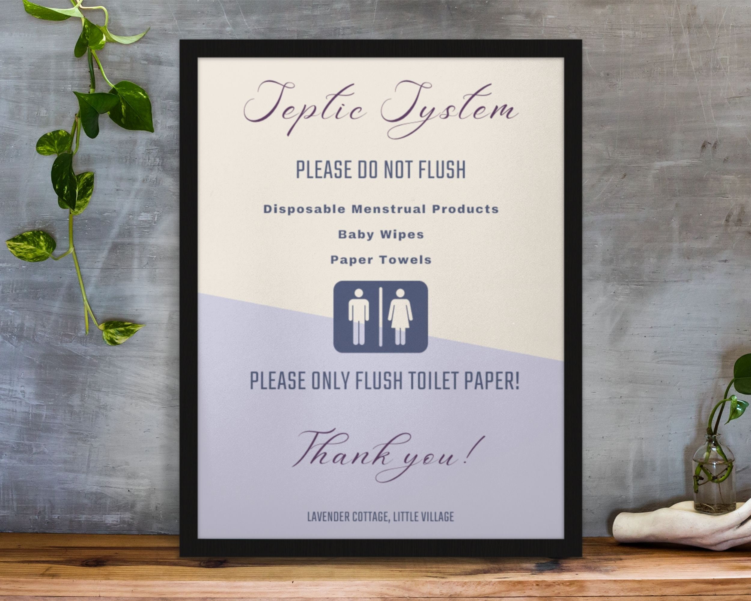 Septic Toilet Sign, Airbnb Bathoom Sign, Septic Tank Sign, Editable ...