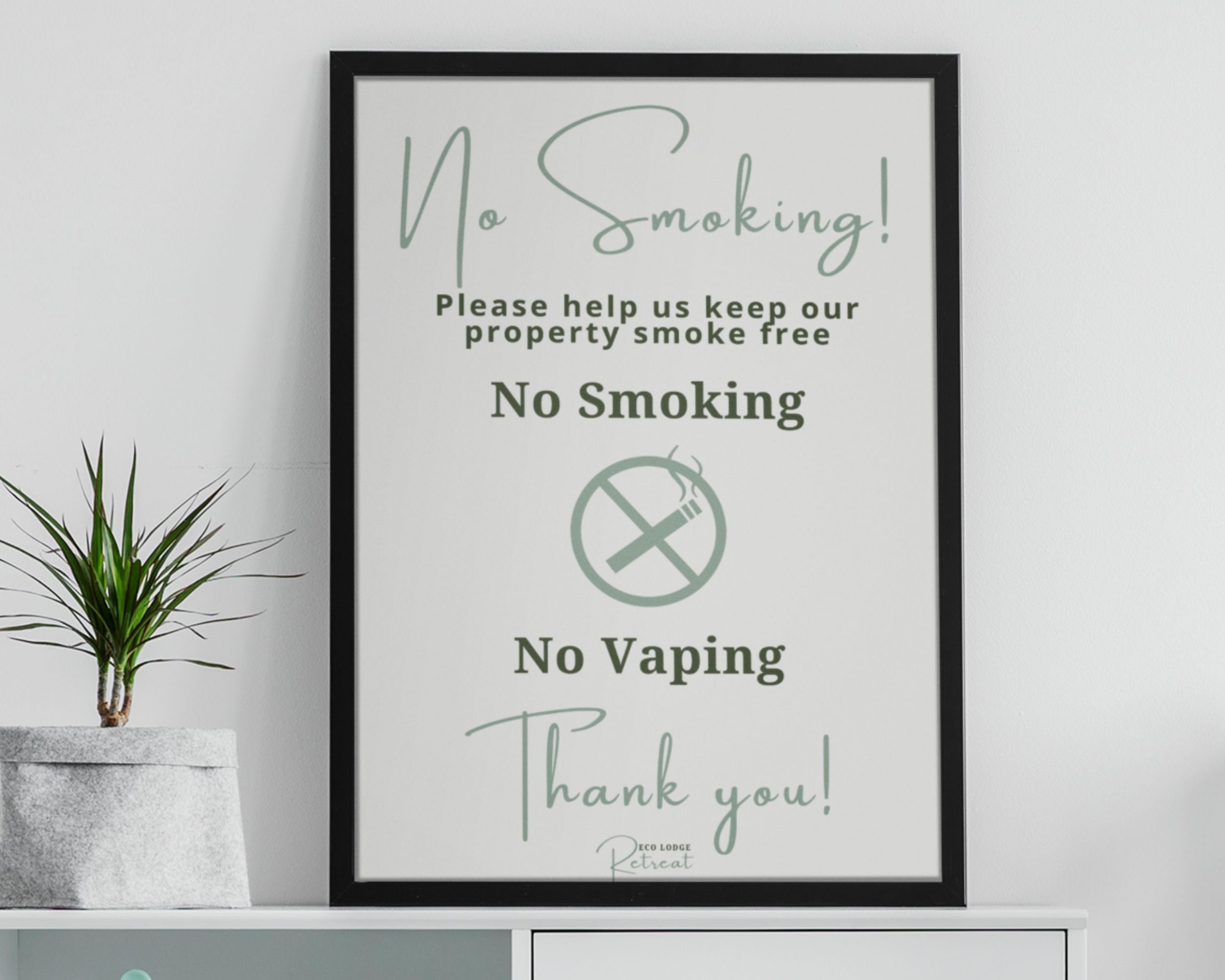 No Smoking Sign Airbnb Template, No Smoking Vaping Sign for Sustainable ...