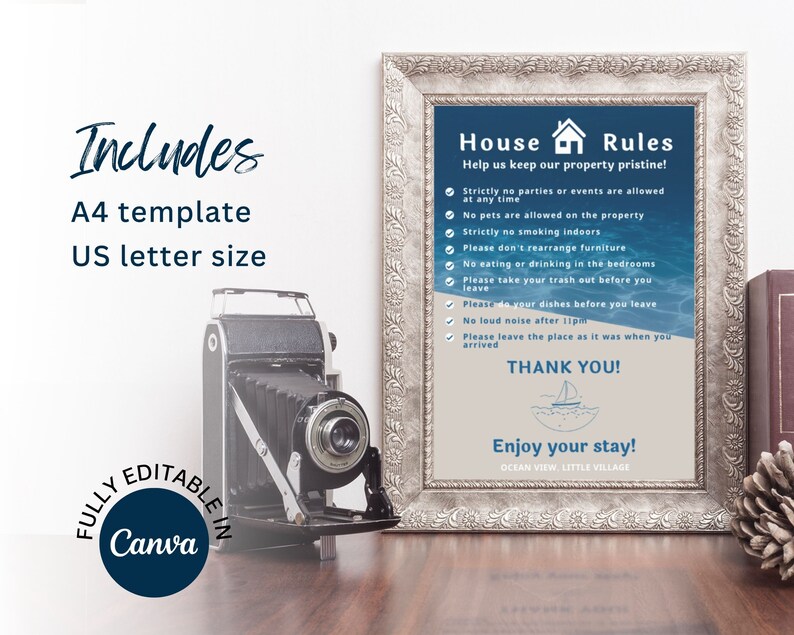 Airbnb House Rules Sign Beachhouse, Editable Custom House Rules ...