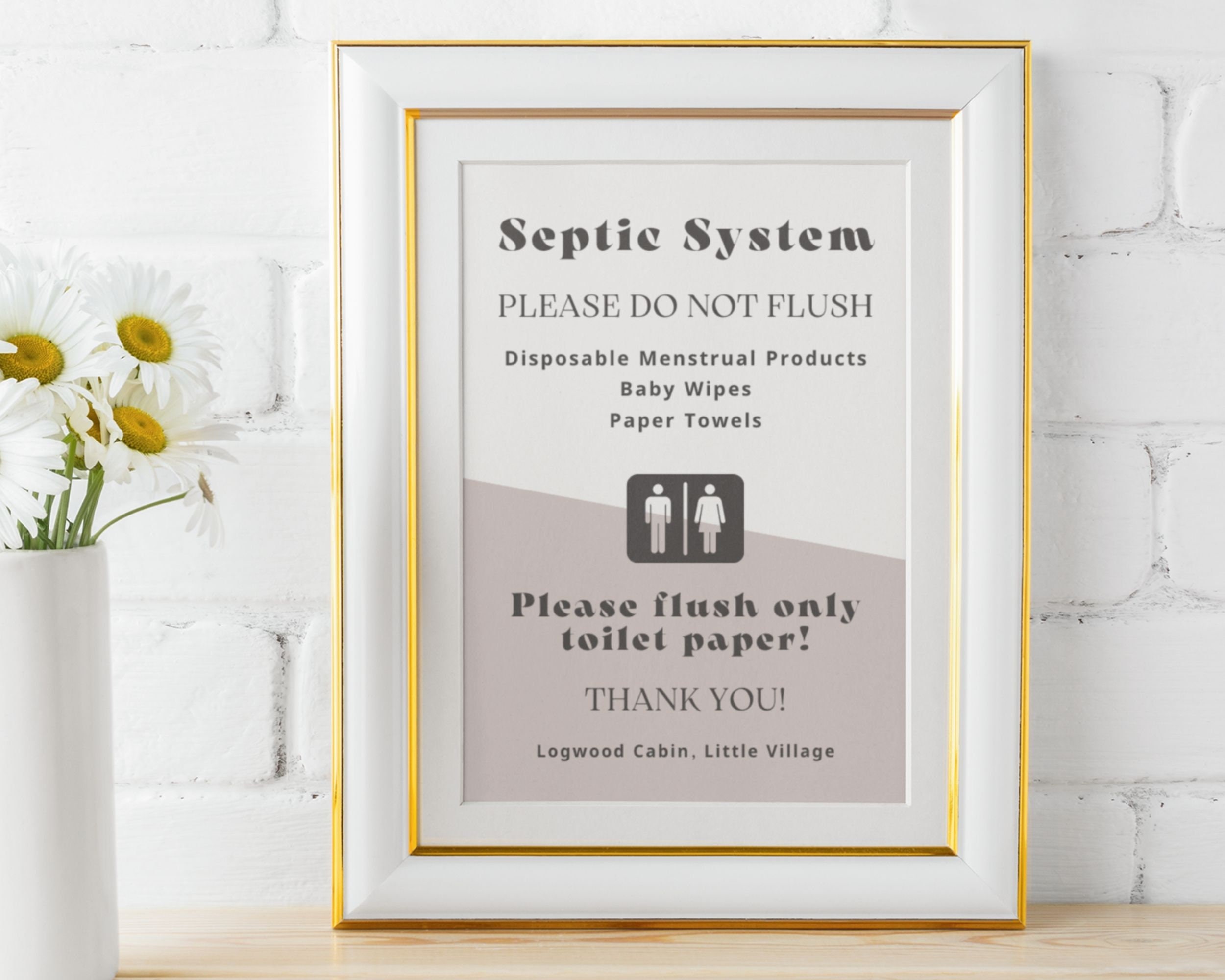 Airbnb Bathoom Sign, Septic Toilet Printable, Flush Only Toilet Paper ...