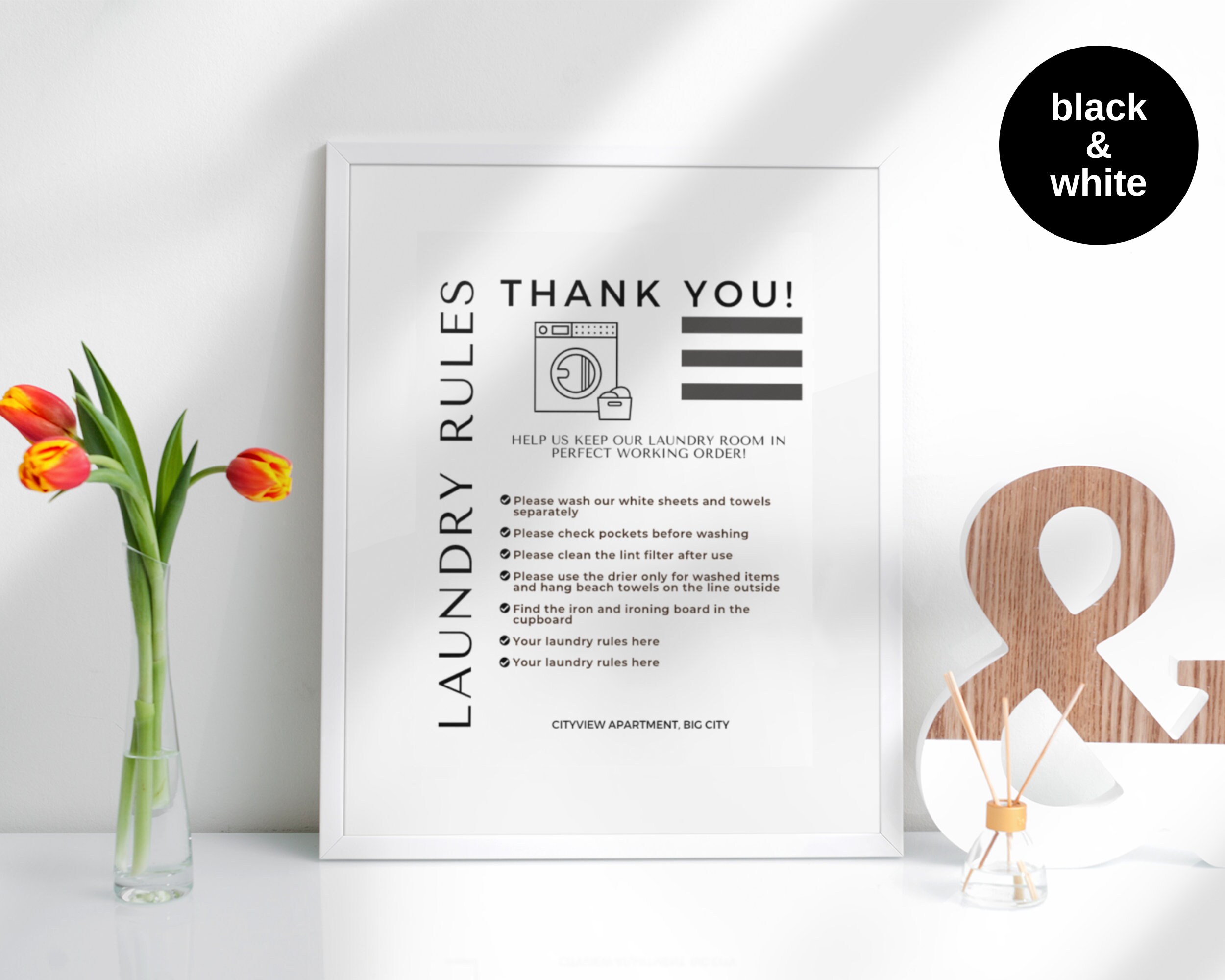 Airbnb Laundry Rules Sign, Editable Laundry Room Sign Template ...