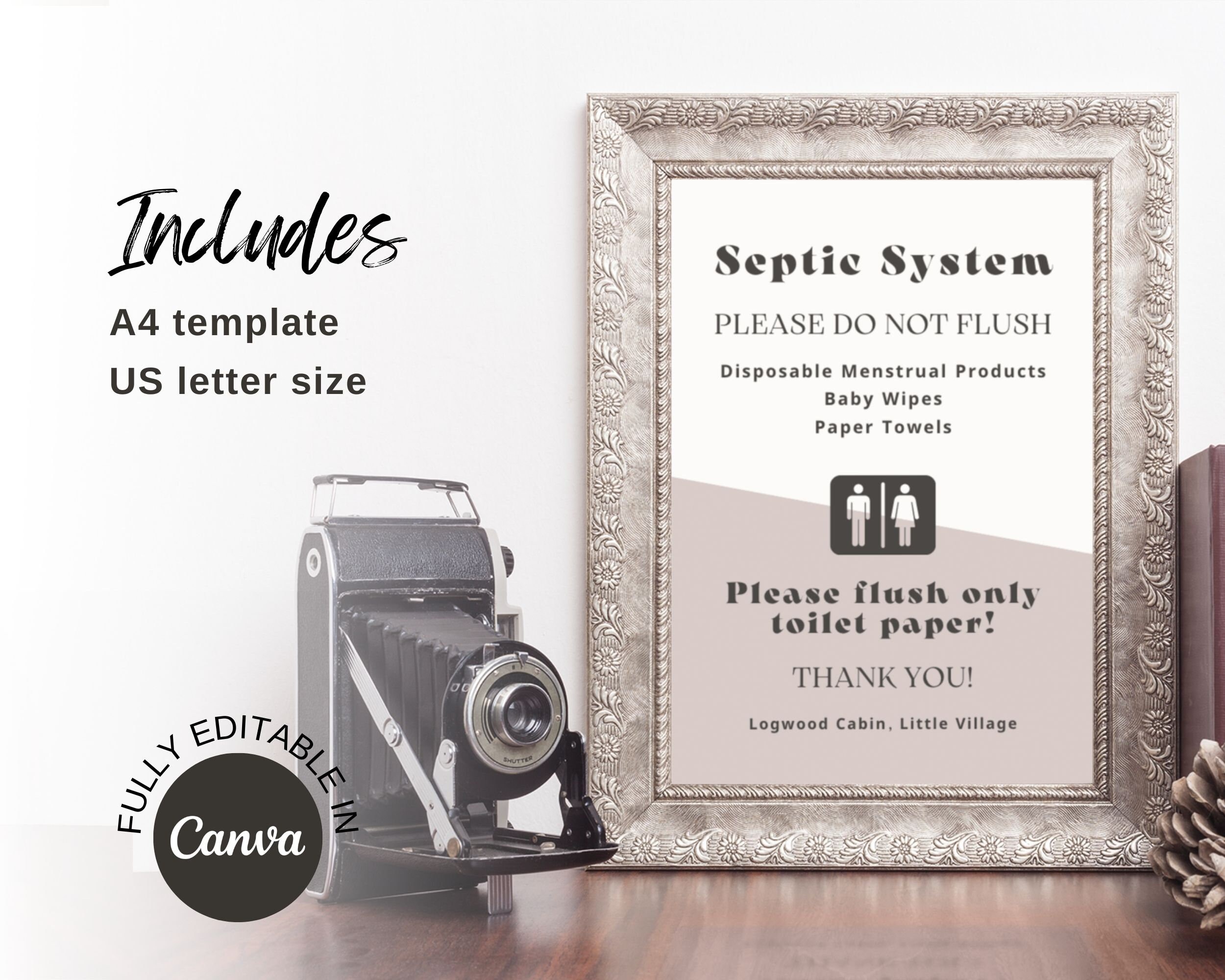 Airbnb Bathoom Sign, Septic Toilet Printable, Flush Only Toilet Paper ...
