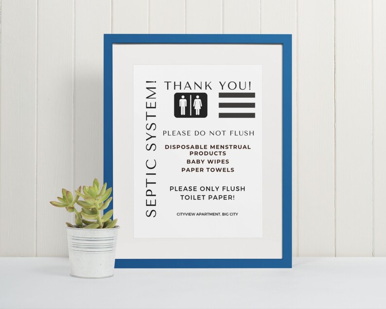 Septic Toilet Sign, Airbnb Bathoom Sign, Septic Tank Sign, Editable ...
