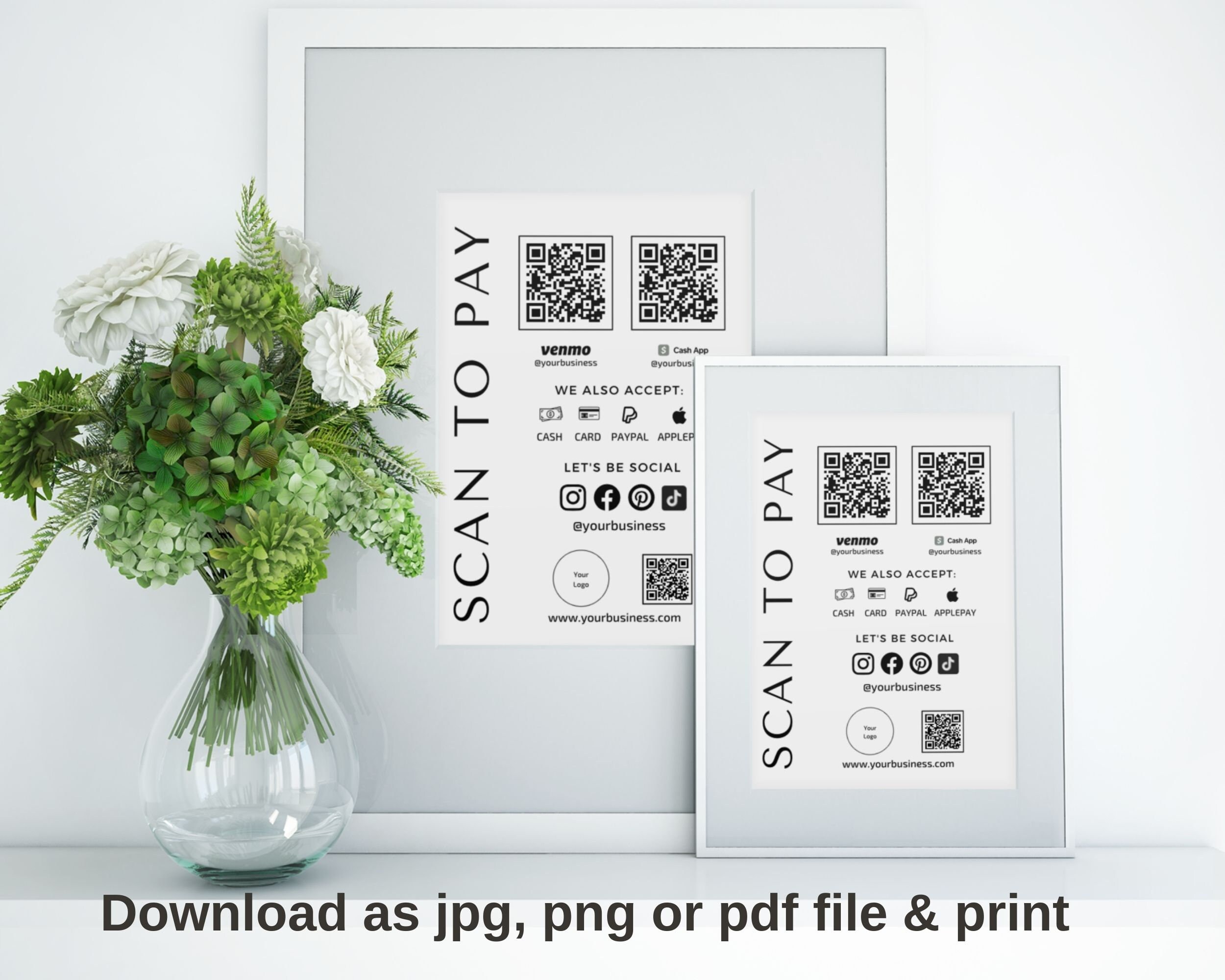 QR Code Sign Editable in Canva Scan to Pay Template Minimalist Pay ...