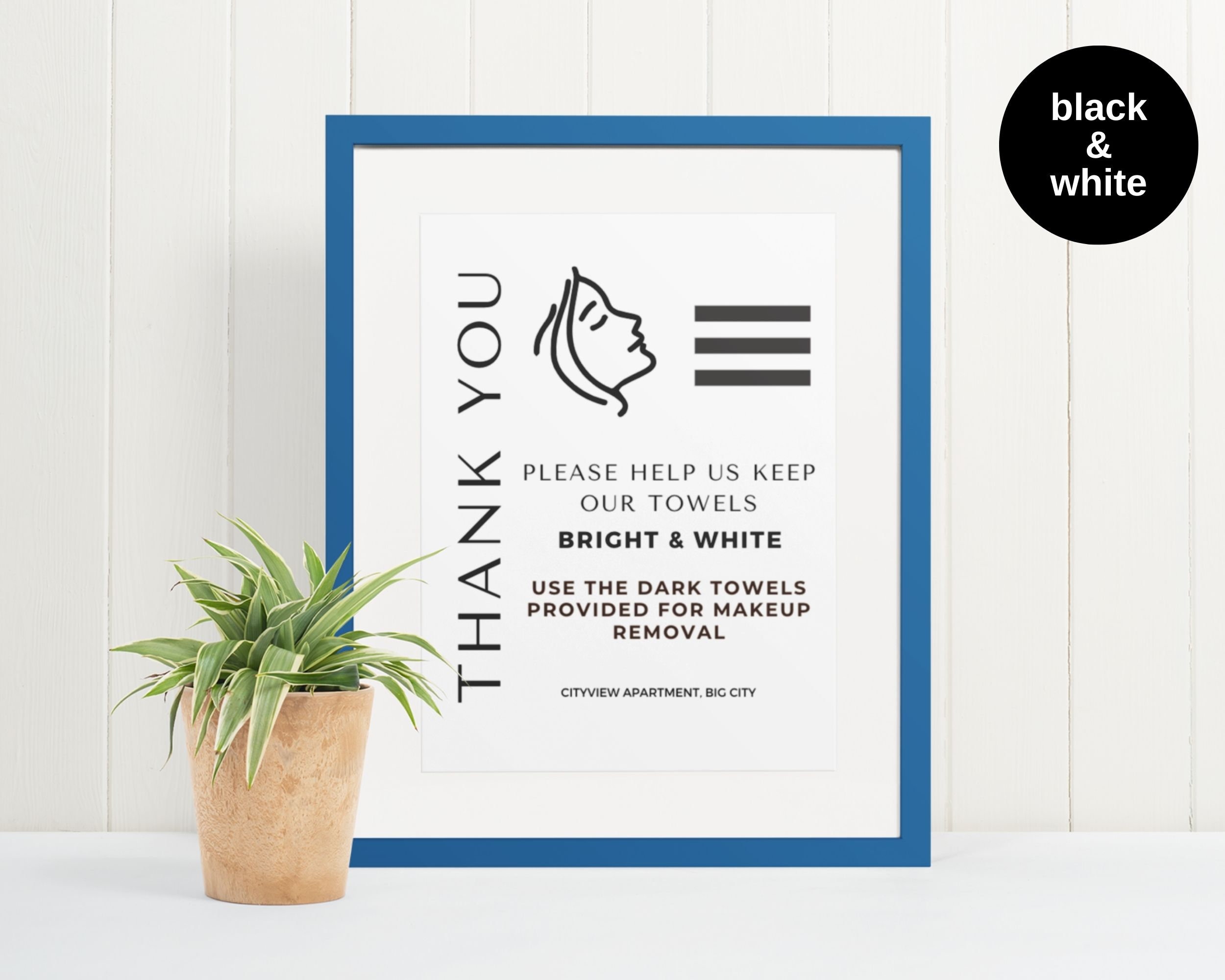 Makeup Towel Sign, Airbnb Bathoom Sign Printable, Dark Towel Sign ...