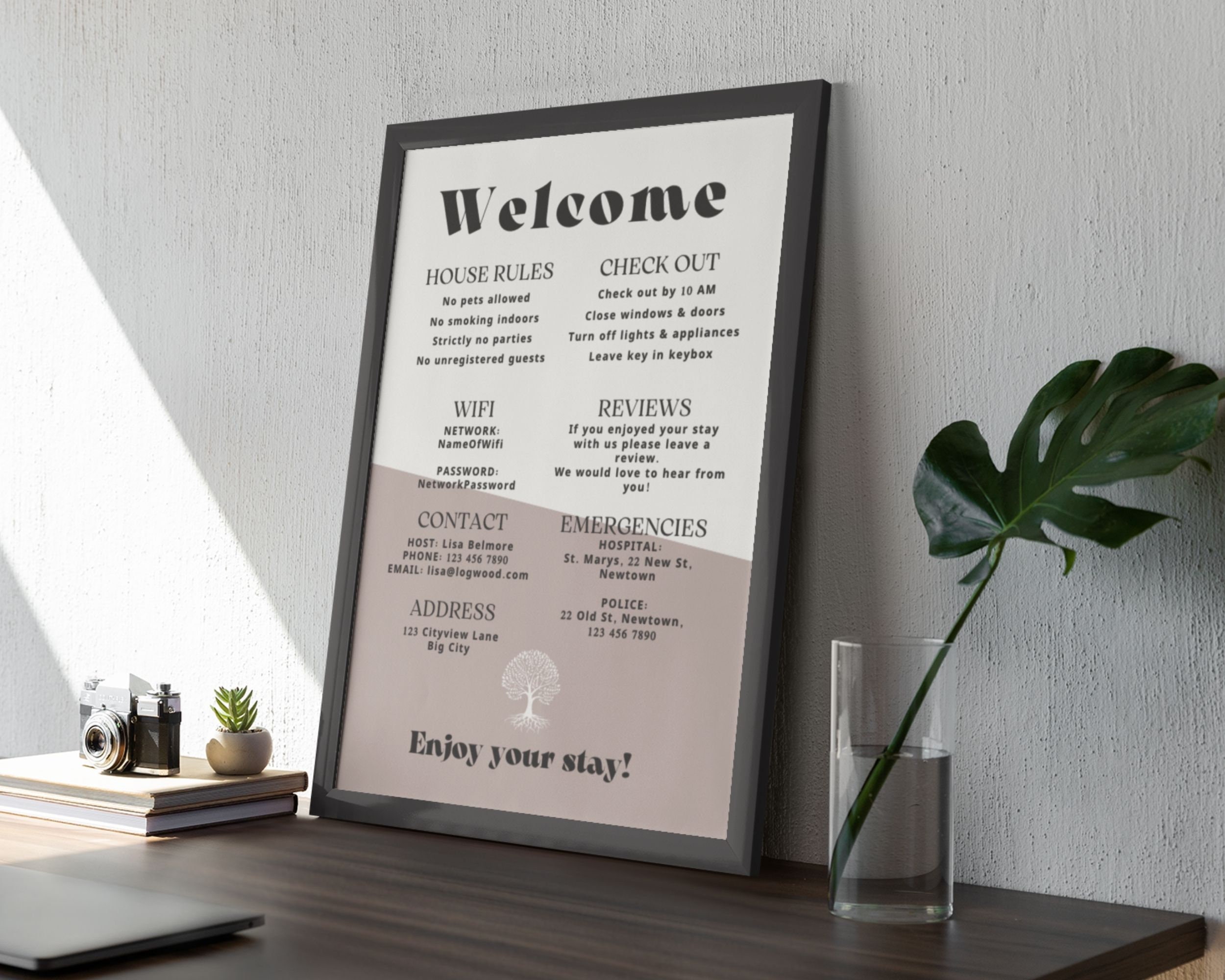 Airbnb Welcome Sign Template Cabin Style, Printable Host Sign, Vacation ...
