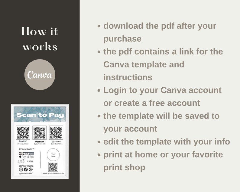 Scan to Pay Template QR Code Sign Editable in Canva Pay - Etsy