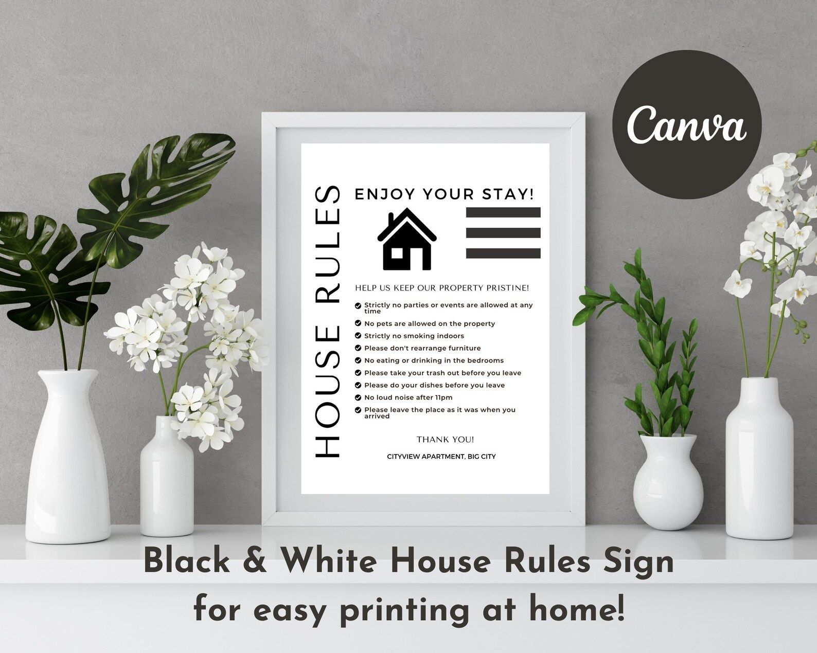 Airbnb House Rules Sign, Editable Custom House Rules Template ...