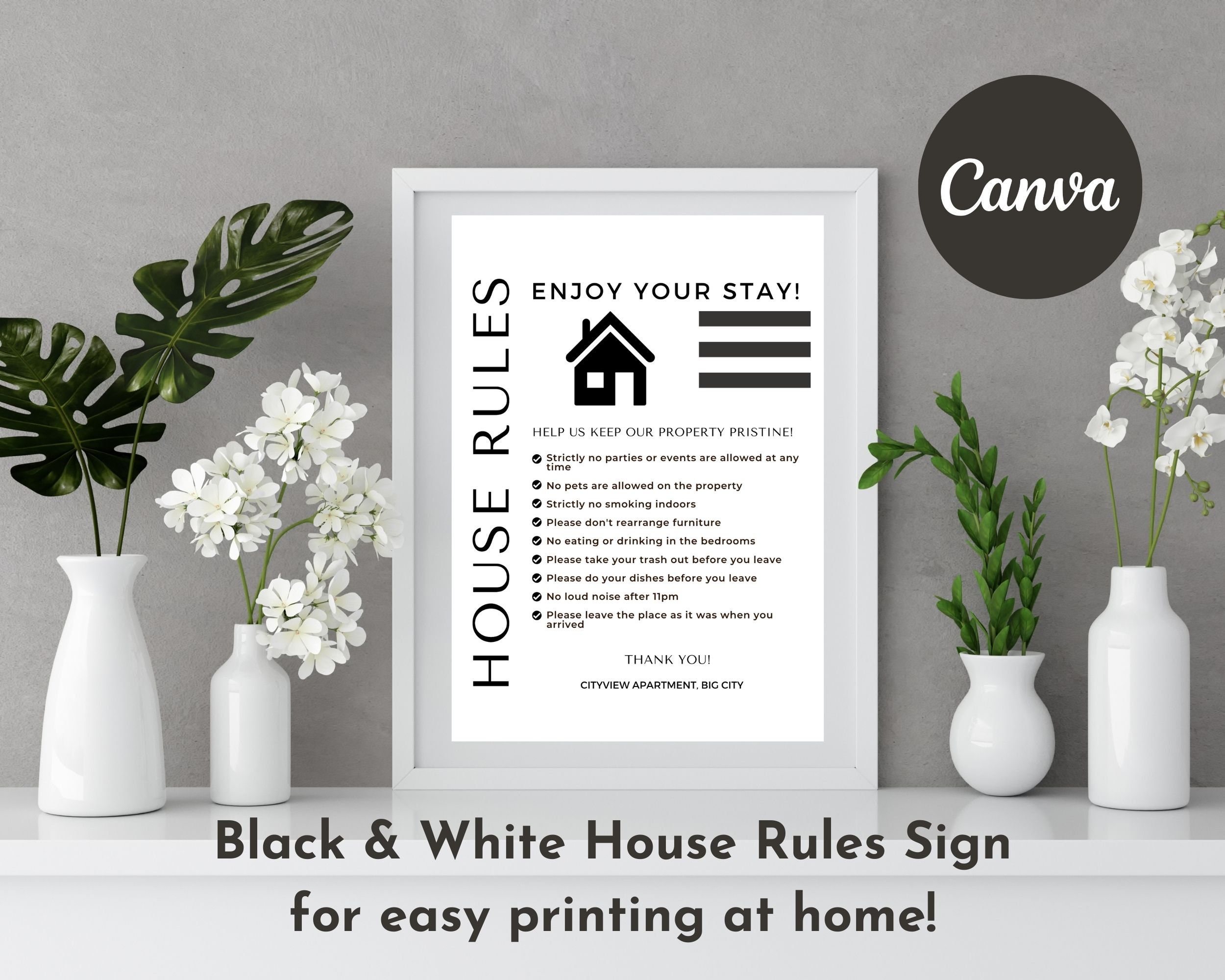 Airbnb House Rules Sign, Editable Custom House Rules Template ...