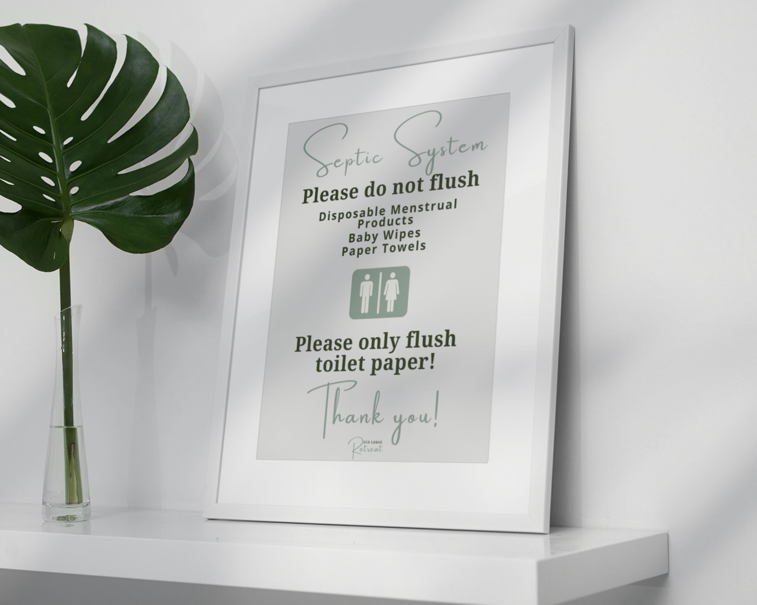 Septic System Airbnb Bathroom Sign Template for Canva Do Not Flush Sign ...
